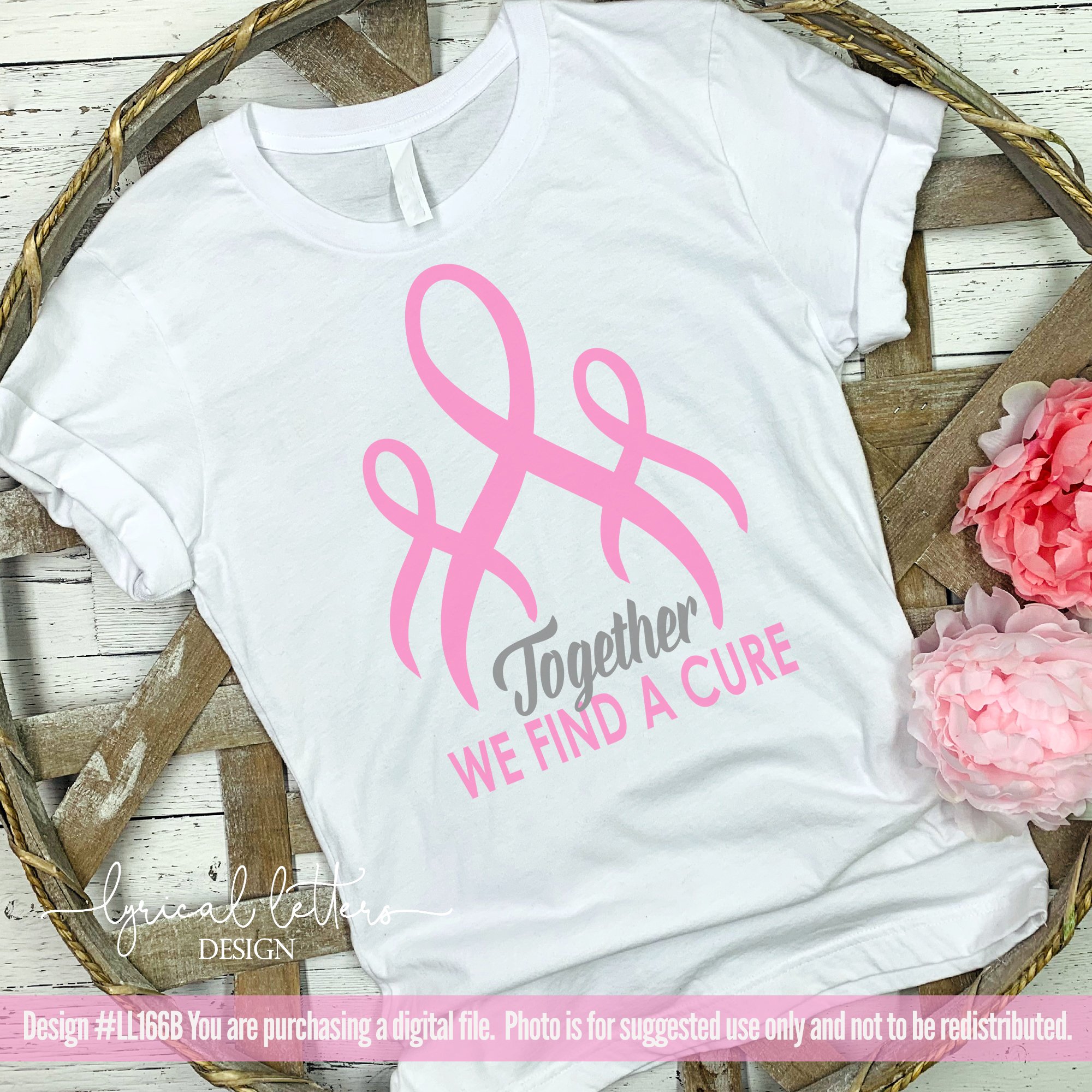 Together We Find A Cure Cancer Pink Ribbon SVG DXF LL166B (12870) | Cut ...