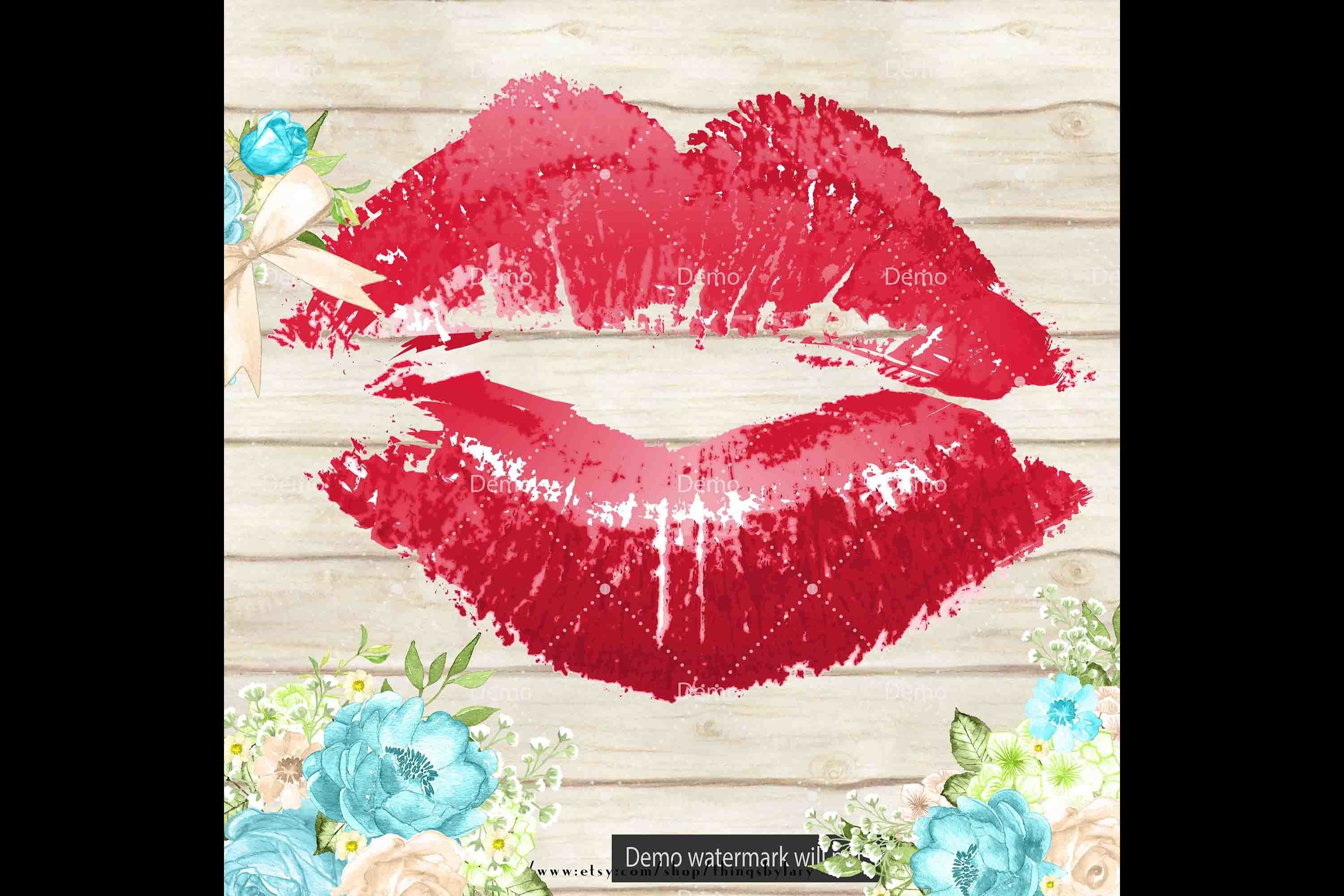 100 Lipstick Kiss Clip Arts, Valentine Love Kiss Print Kit (135786 ...