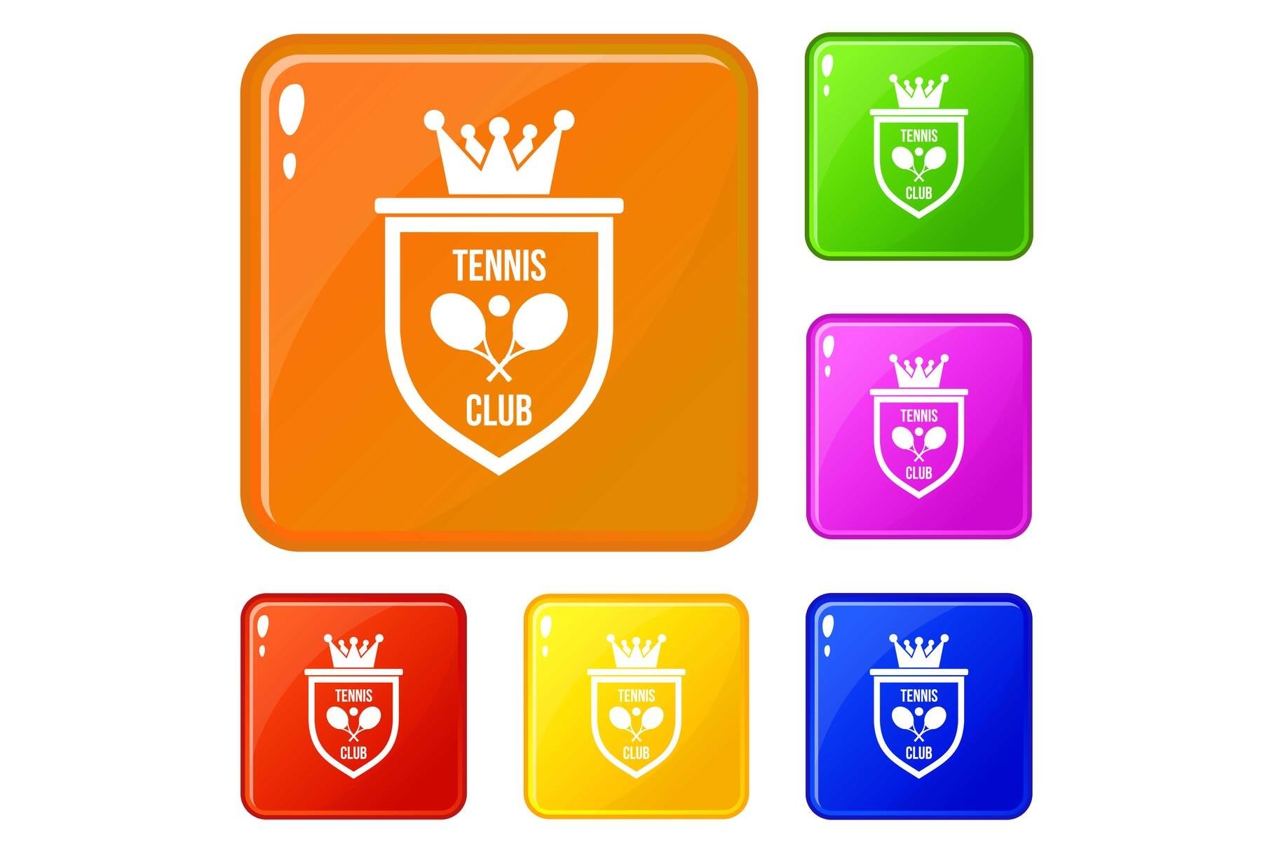Coat of arms of tennis club icons set vector color (527857) | Icons ...