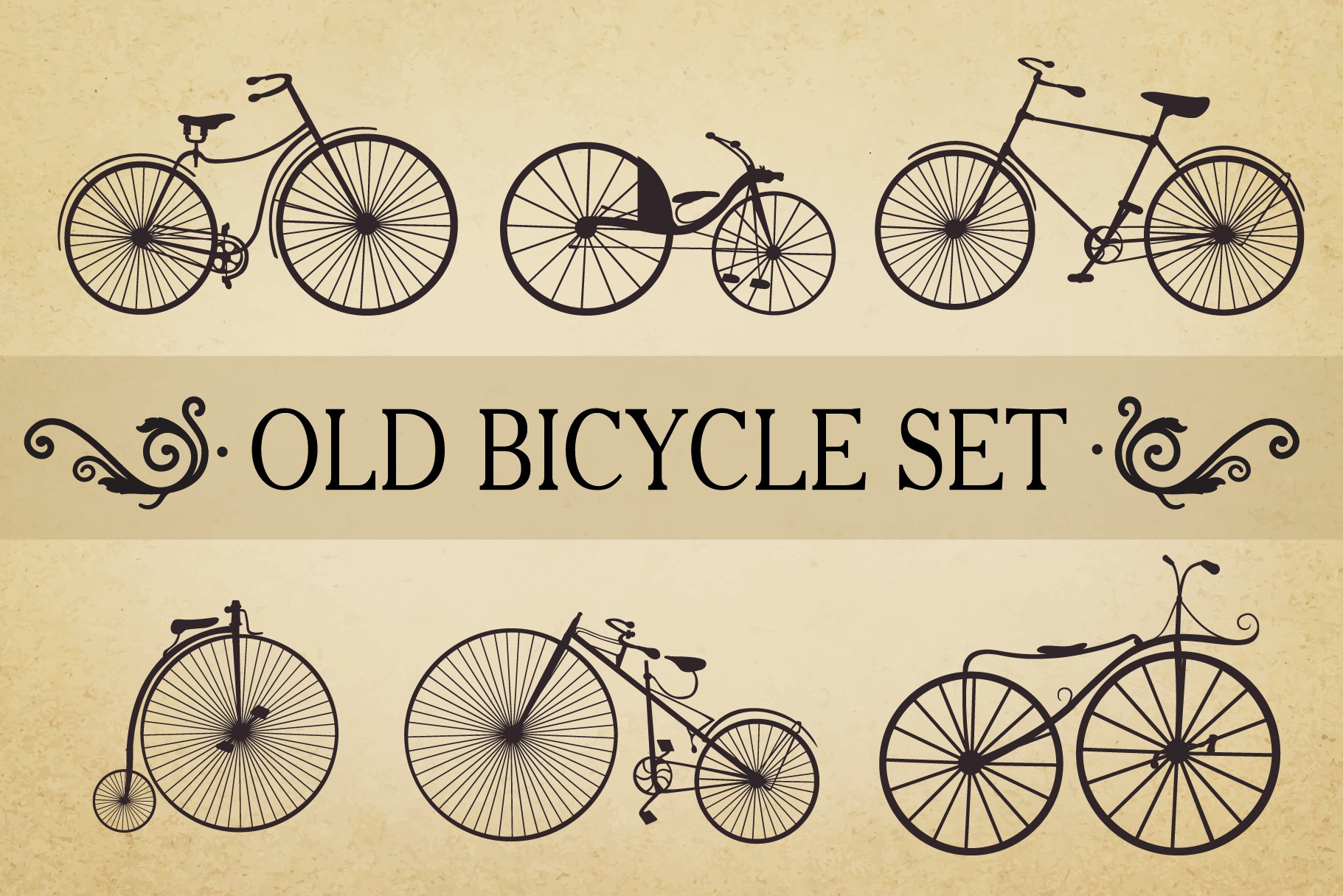 Bicycle Vector Set Old (416276) | Vectors | Design Bundles