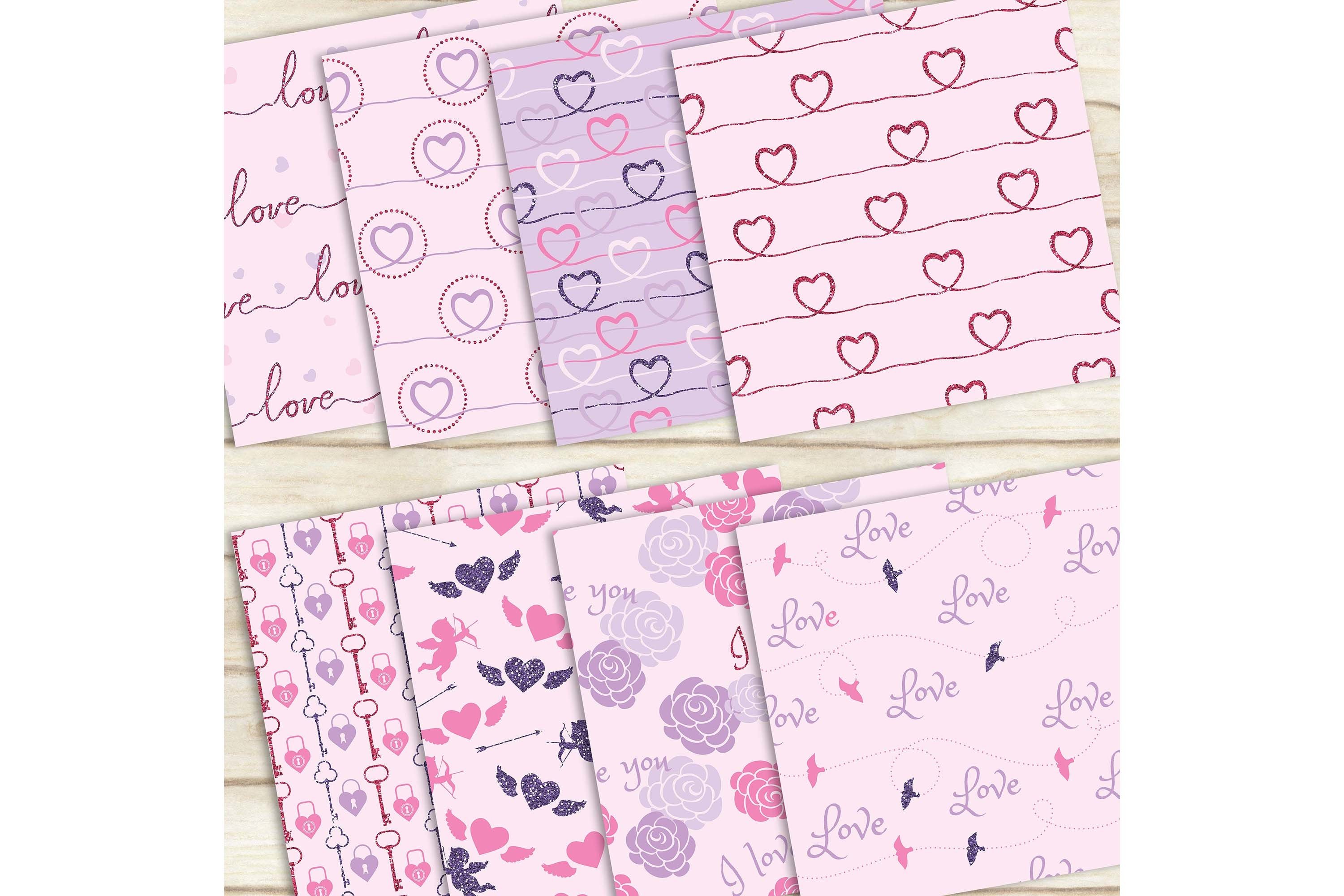 16 Seamless Pastel Pink and Purple Valentine Digital Papers (130916 ...