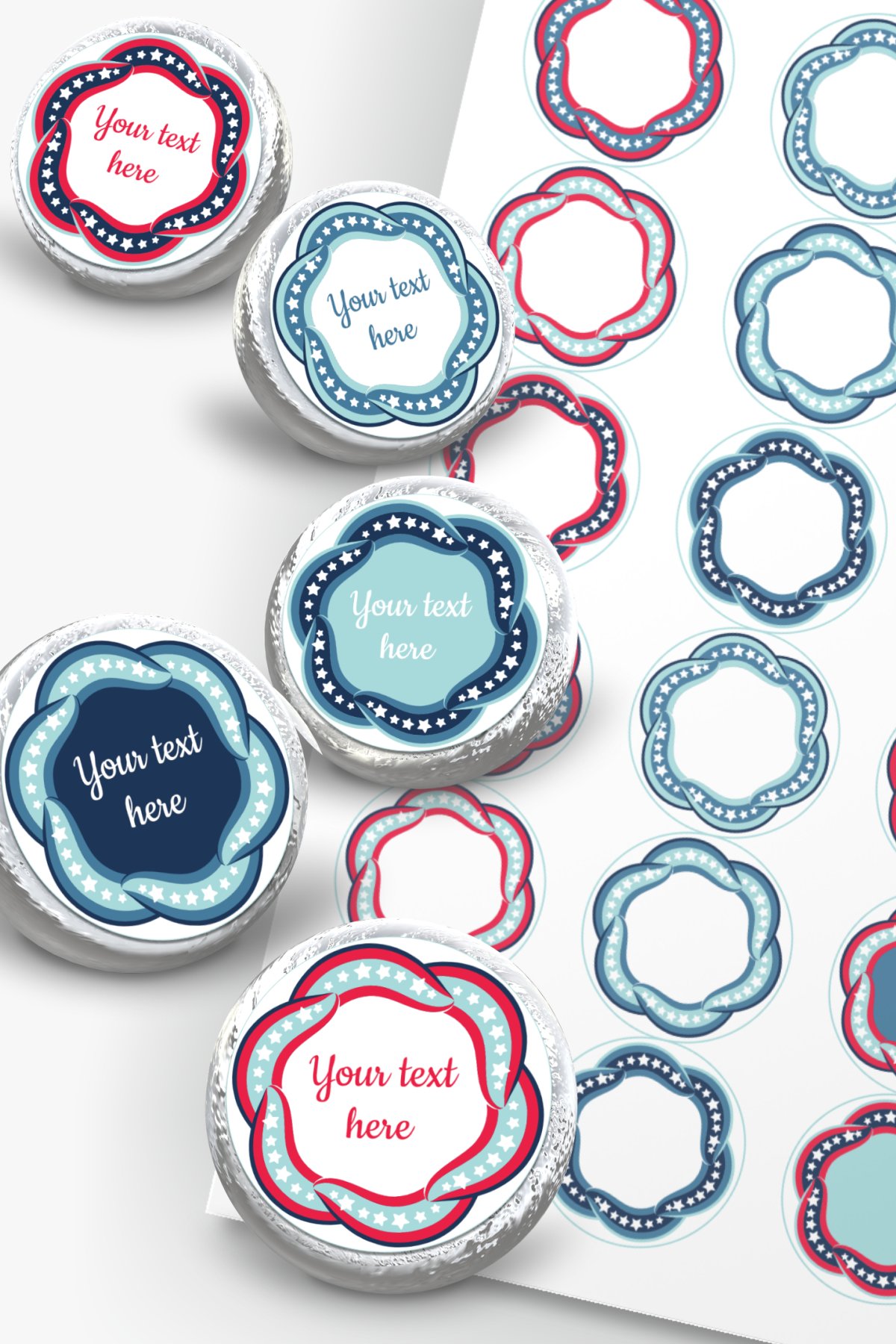 Small Round Labels with Tiny Stars 1.6 in for A4 n US papers