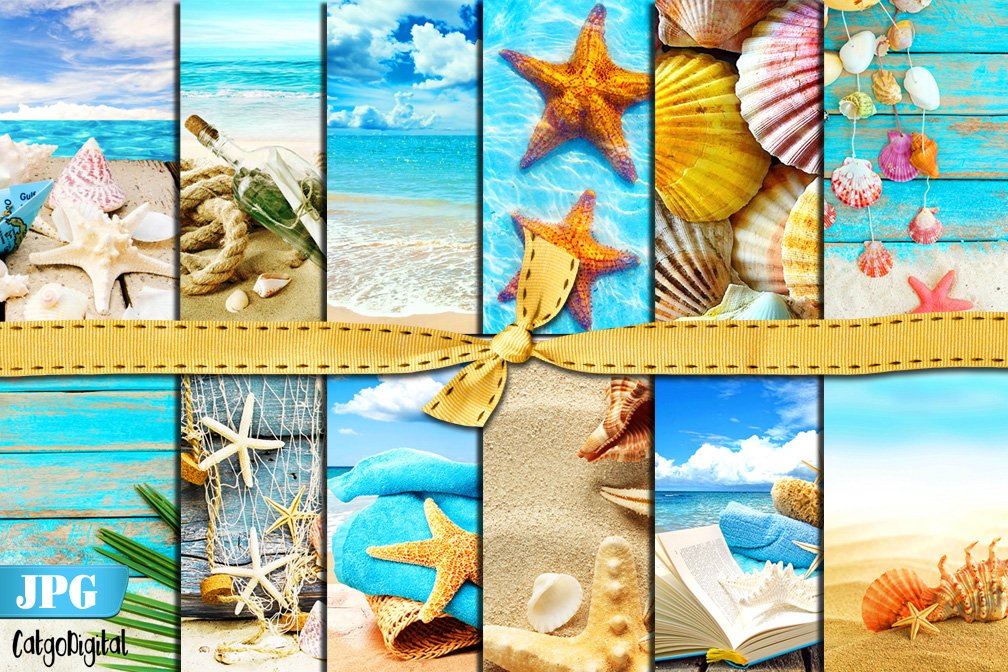 Summer Digital Papers Beach Seashells scrapbooking papers (672513 ...