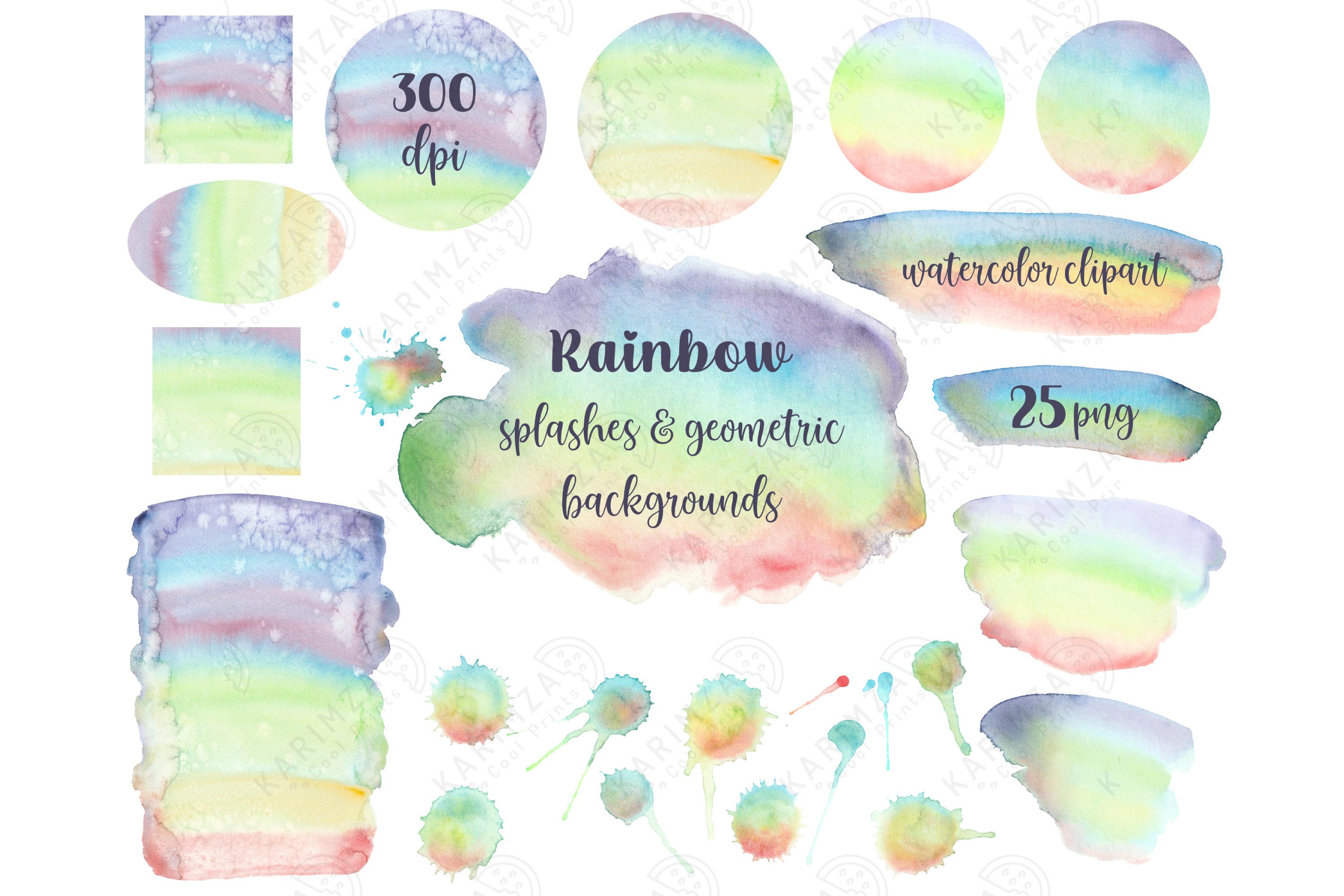 Rainbow Watercolor Splashes