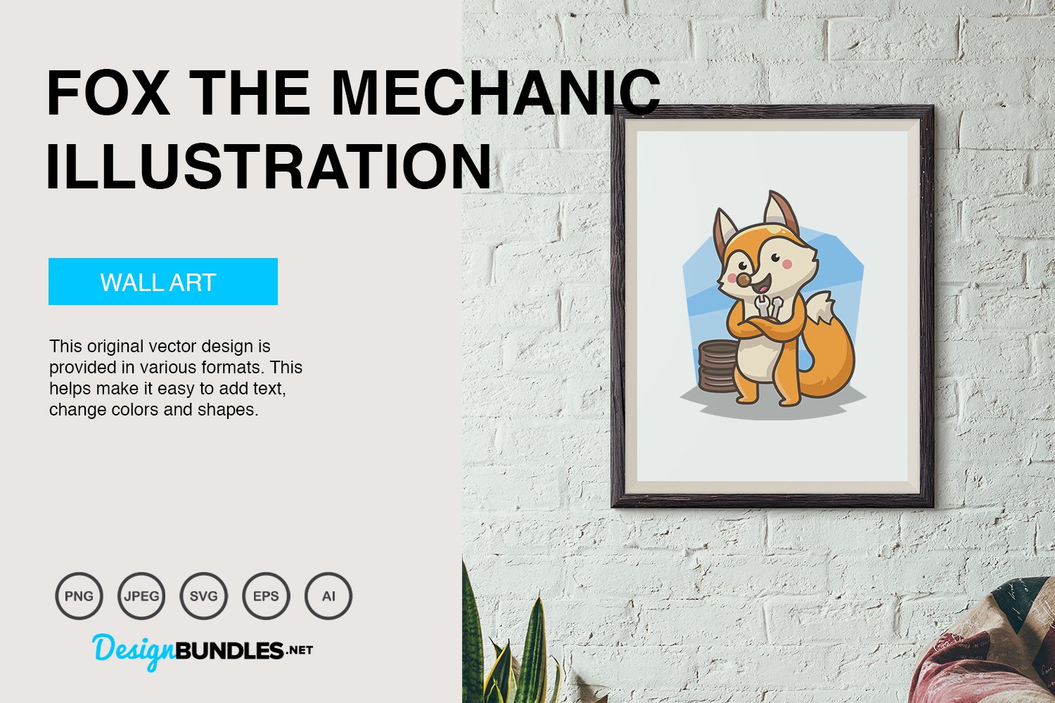 Fox The Mechanic Vector Illustration