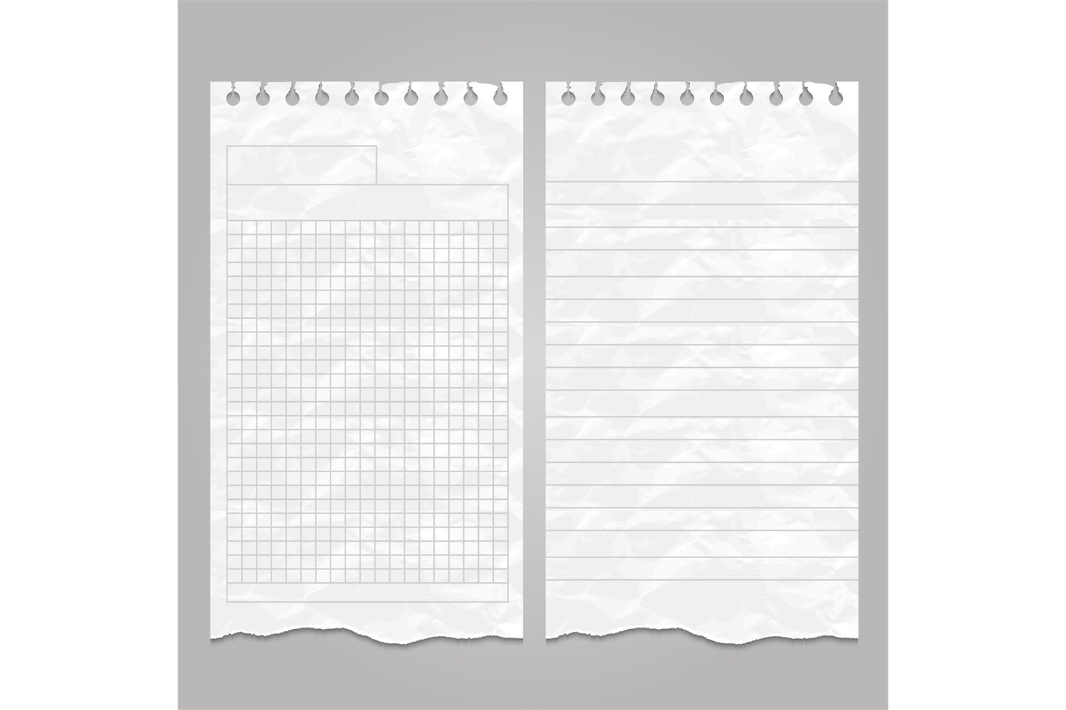 Wrinkled ripped lined page templates for notes or memo (900176 ...