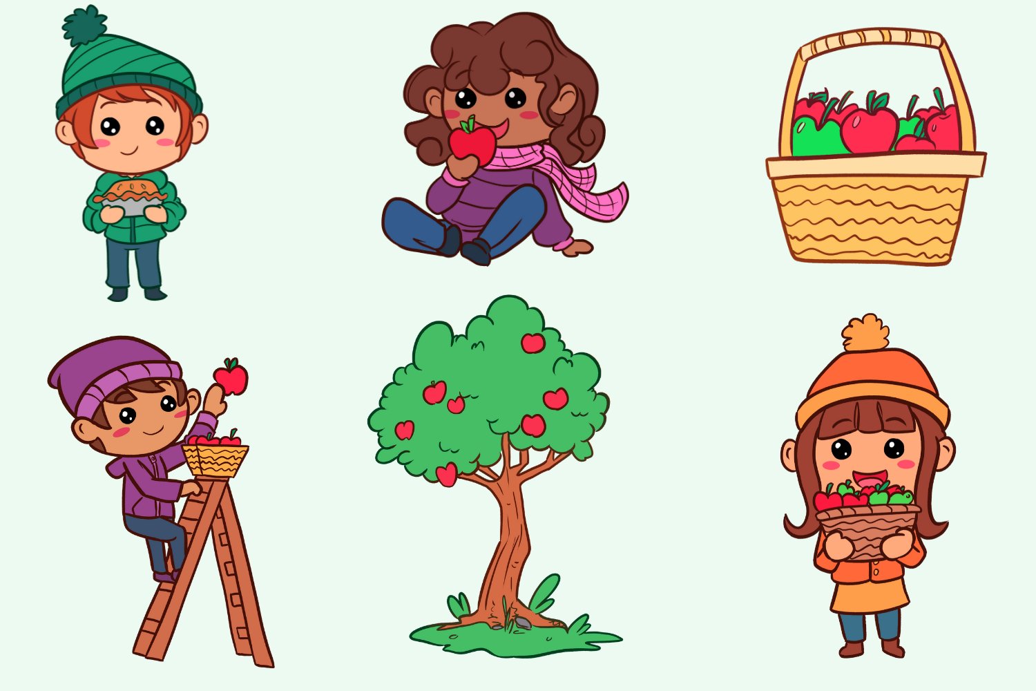 Apple Picking Illustrations