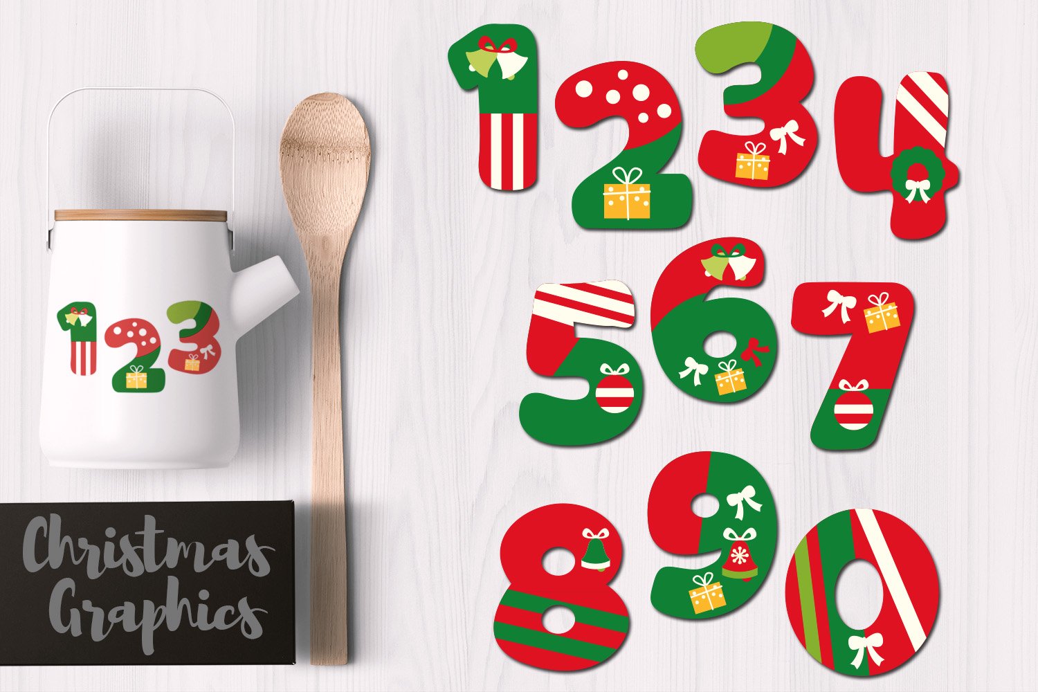 Christmas Alphabet Letters and Numbers Graphics Bundle (163219 ...