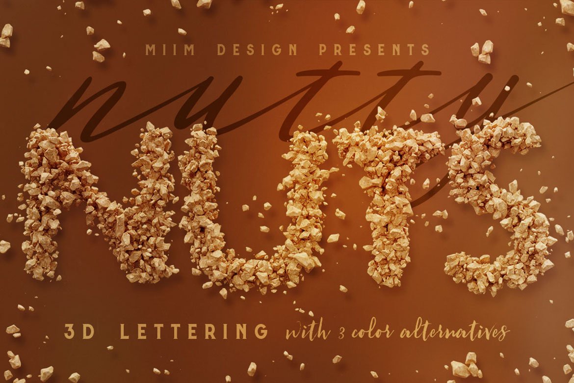 Nutty Nuts - 3D Lettering (579653) | Elements | Design Bundles