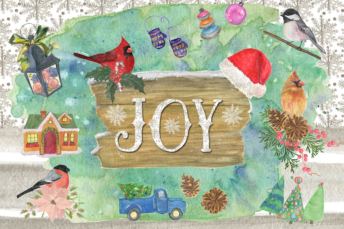 JOY-winter collection (10343) | Illustrations | Design Bundles
