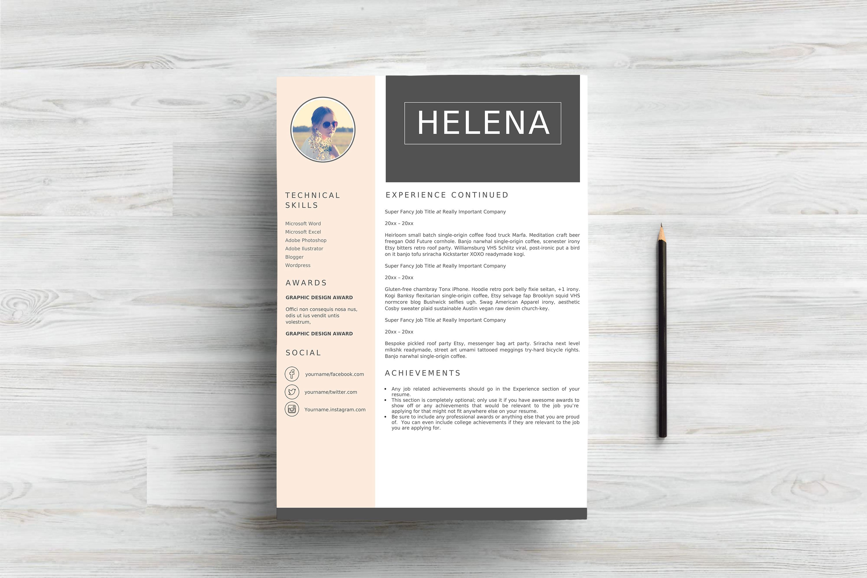 Professional Resume Template CV 4 Pages