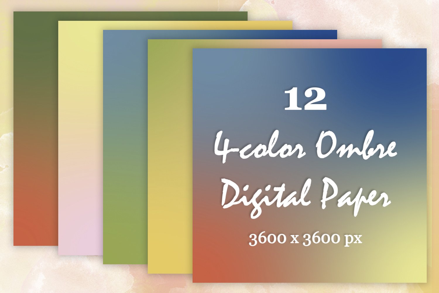12 4-color Pastel Ombre digital paper pack Backgrounds (277333 ...