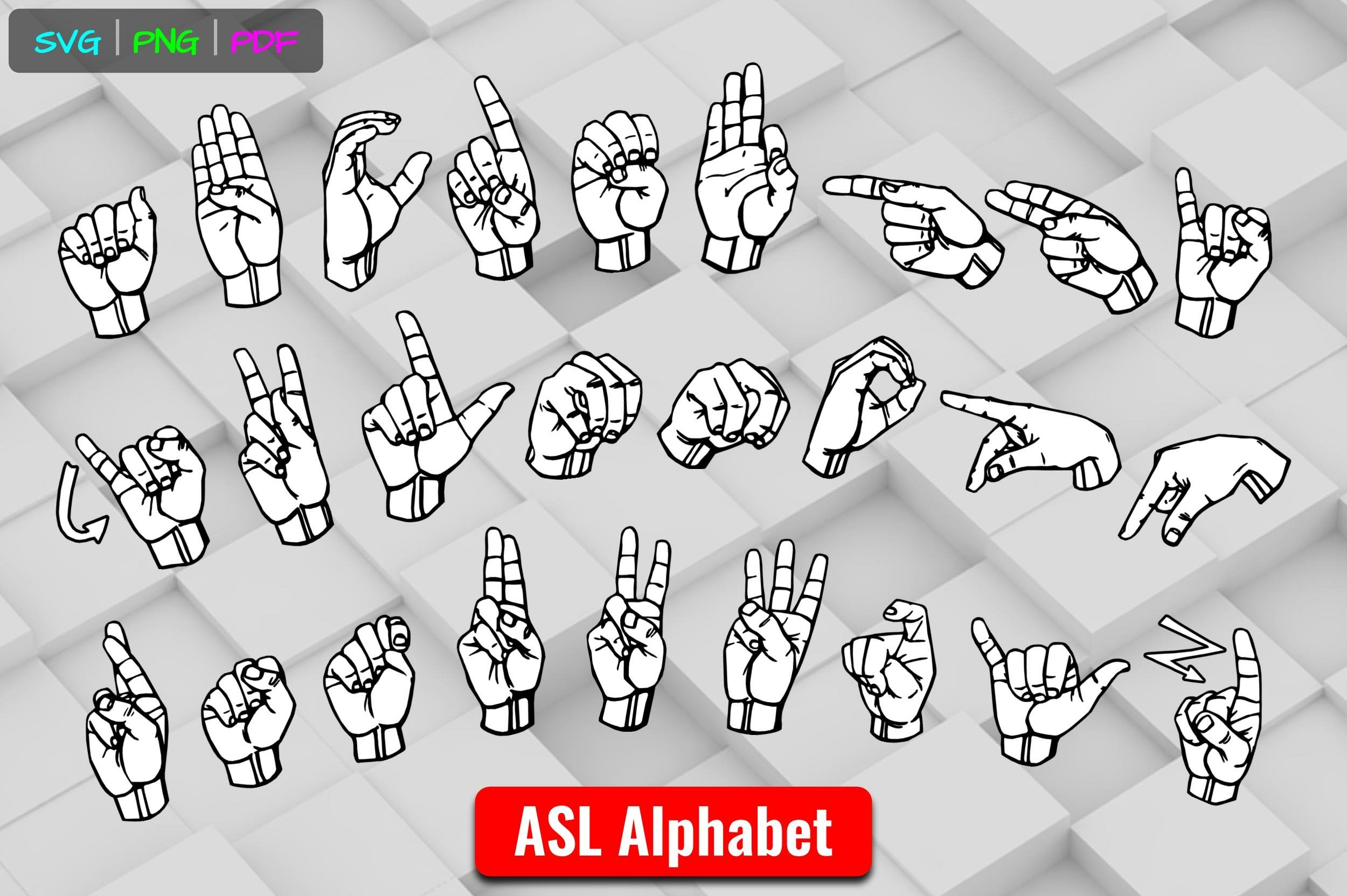 ASL ABCs Alphabet American Sign Language SVG PNG Cut Files 1200266 ASL ABCs Alphabet American Sign Language SVG PNG Cut Files 1200266