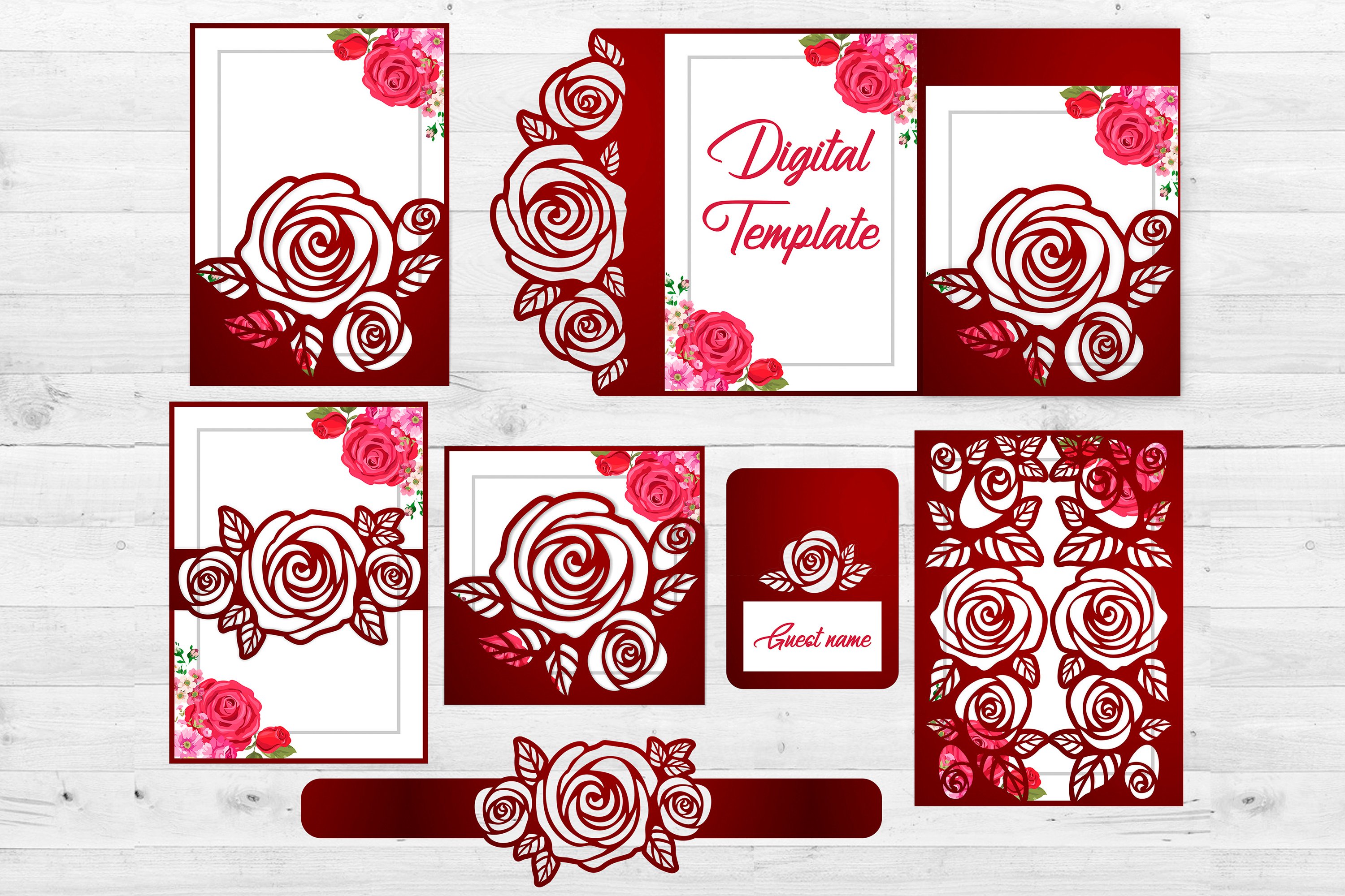 Roses wedding bundle svg (518718) | Card and Invites | Design Bundles