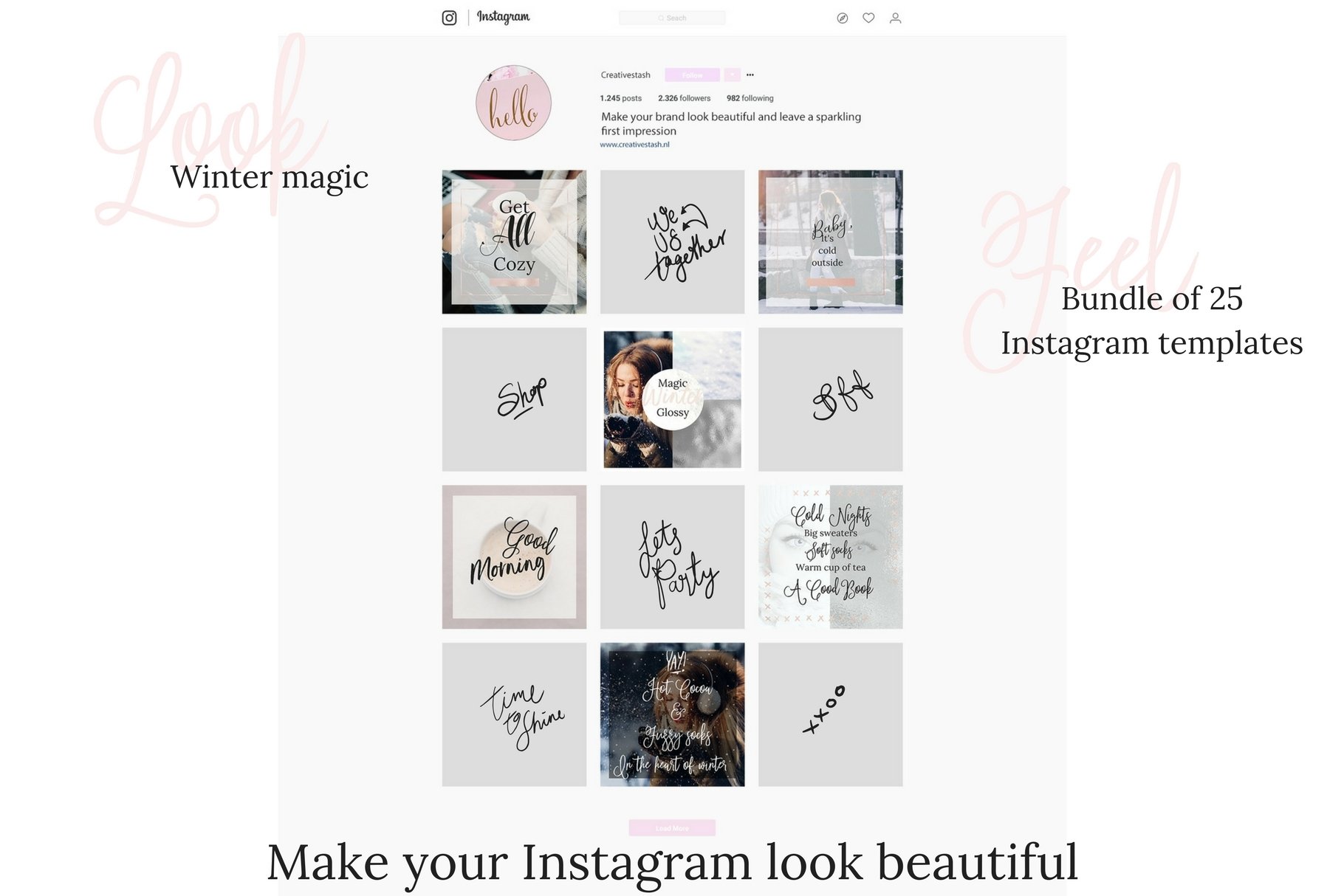 Instagram winter bundle (47295) | Branding | Design Bundles