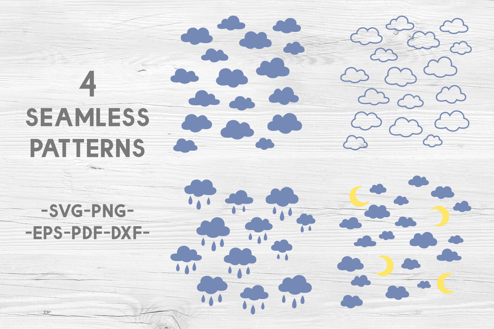 Clouds seamless pattern svg Cloud pattern Cloud svg Moon svg