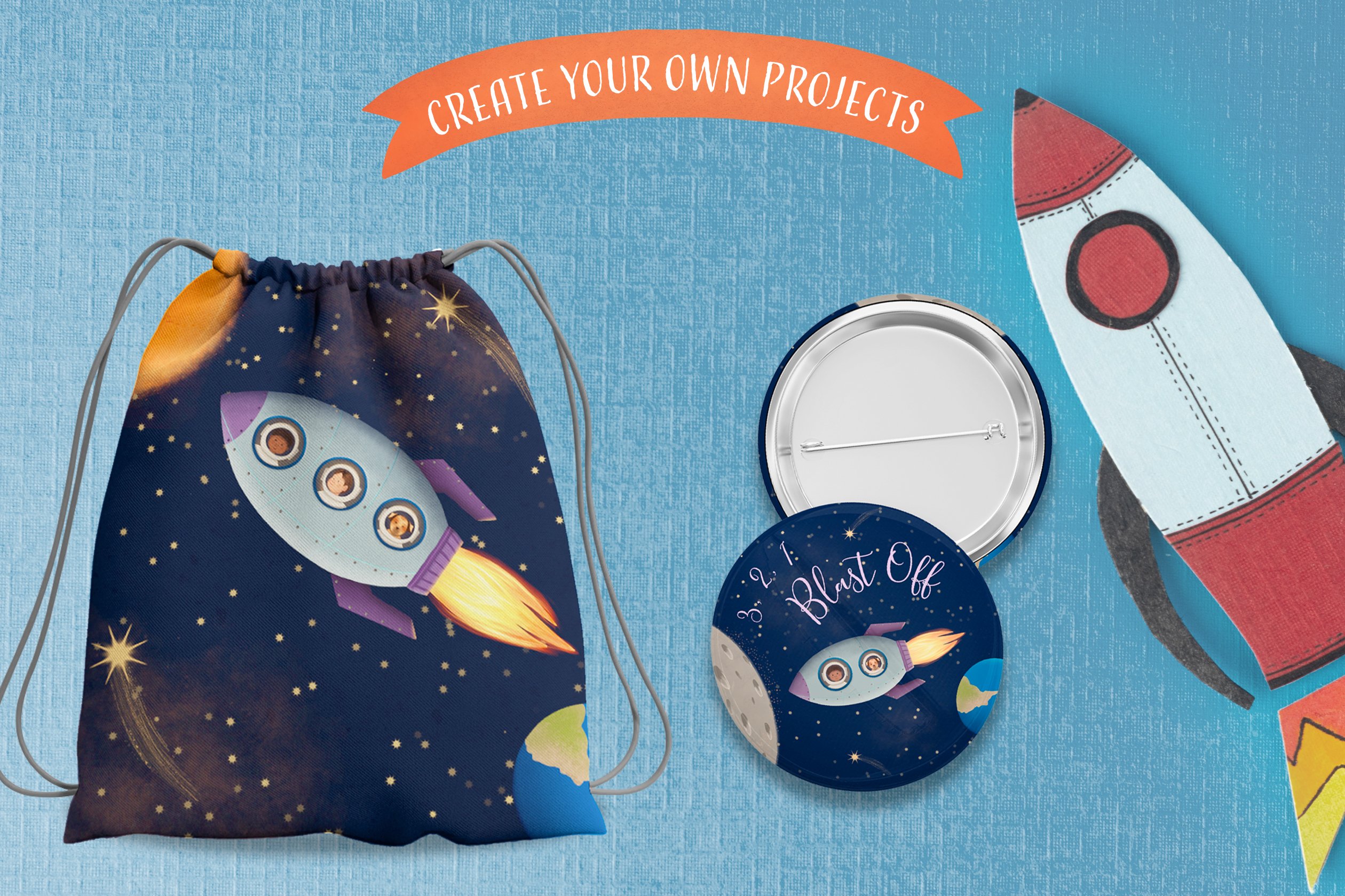 Space Adventure Clipart Bundle - Outer Space Fun Scenes (836377 ...