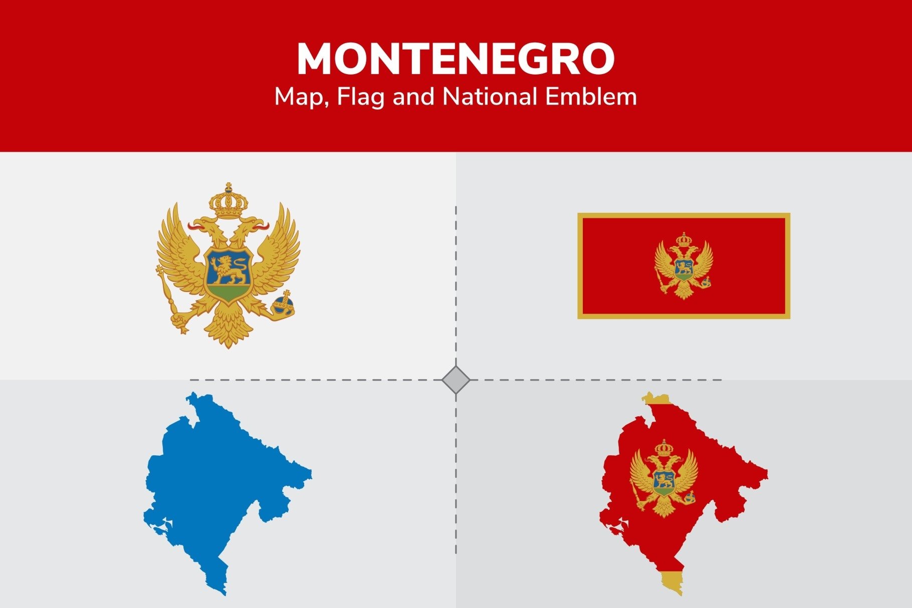 Montenegro Map, Flag and National Emblem (1101562) | Illustrations ...