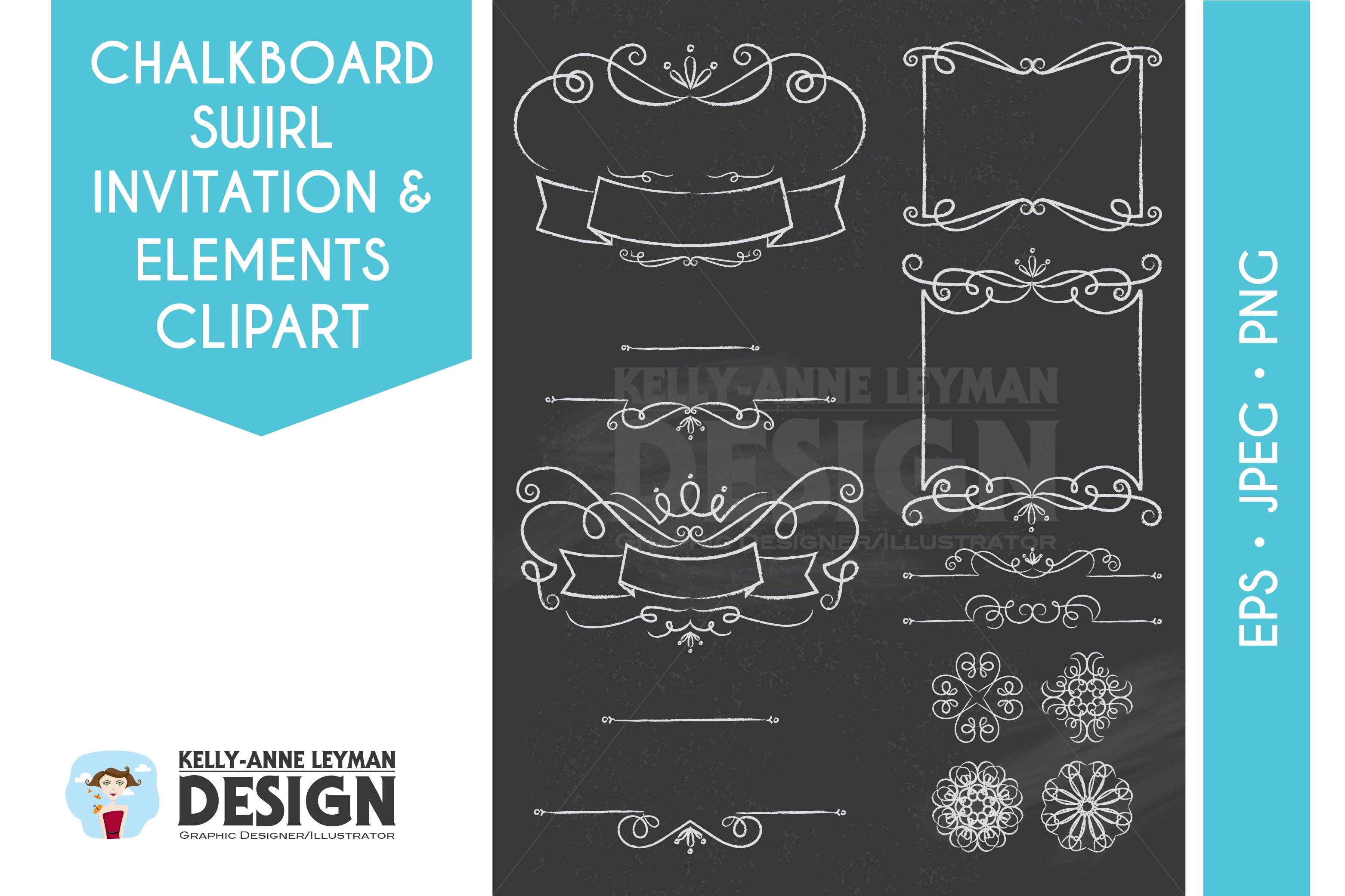 Chalkboard Swirl Digital Frame Clipart, Label Clipart (89105 ...