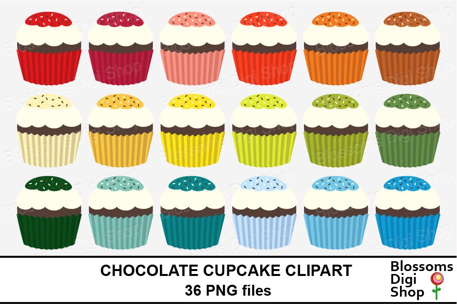 Chocolate Cupcake Clipart (851626) | Stickers | Design Bundles