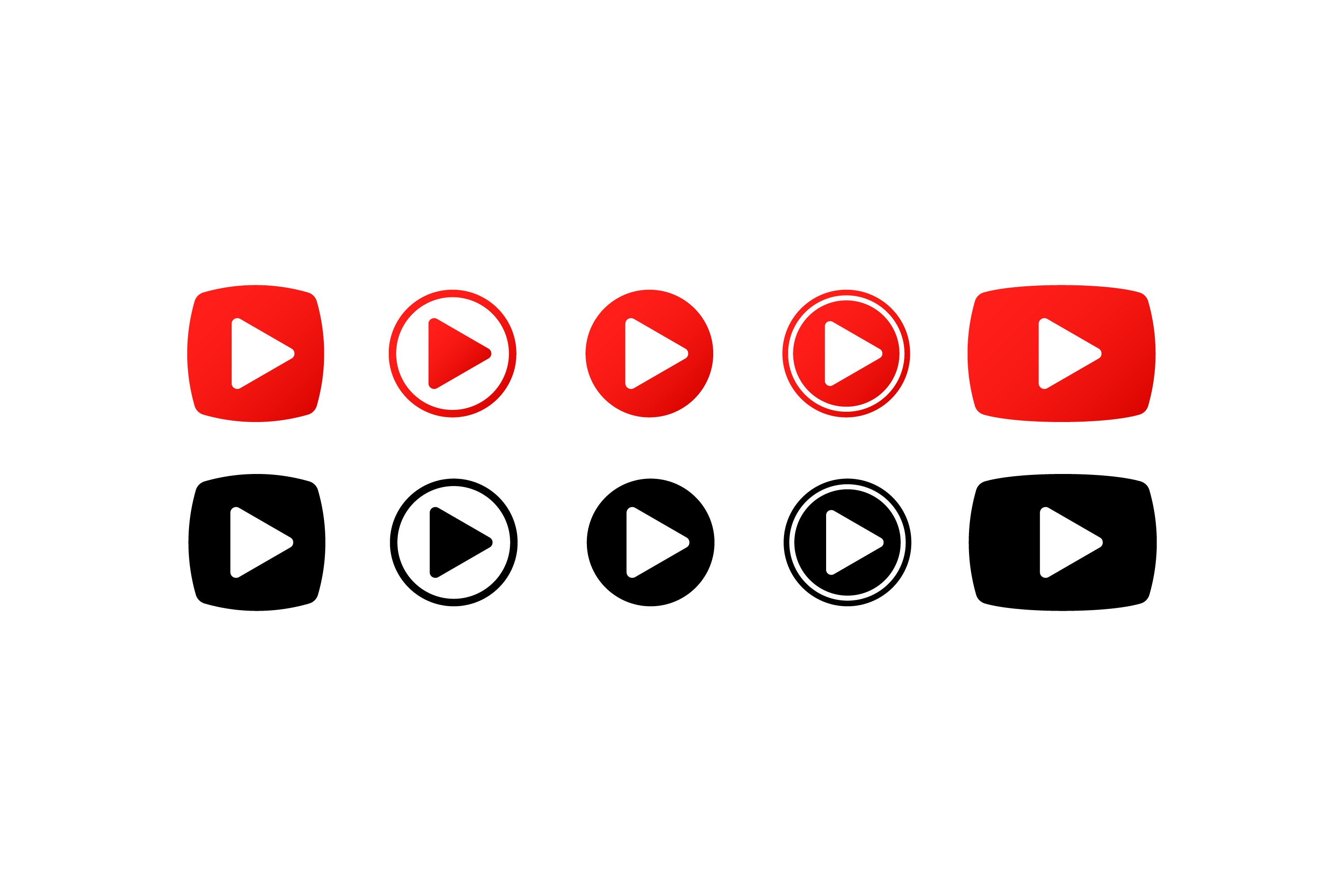 Red and black play icon set. Multimedia buttons. Vector (1279095 ...