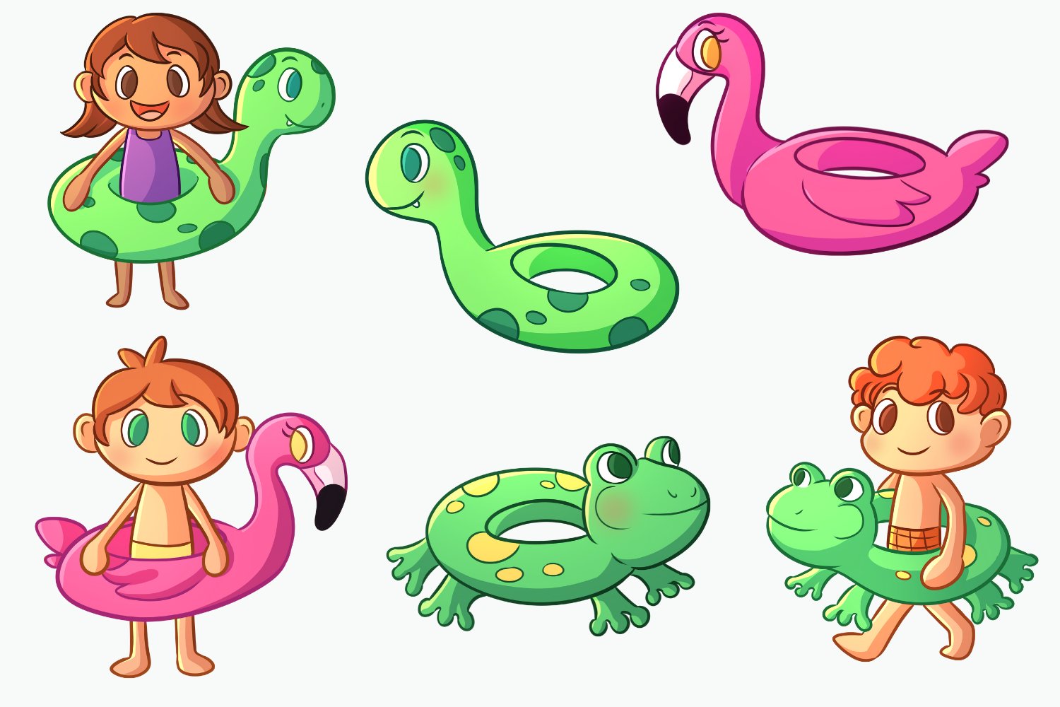 Animal Float Kids Summer Illustrations