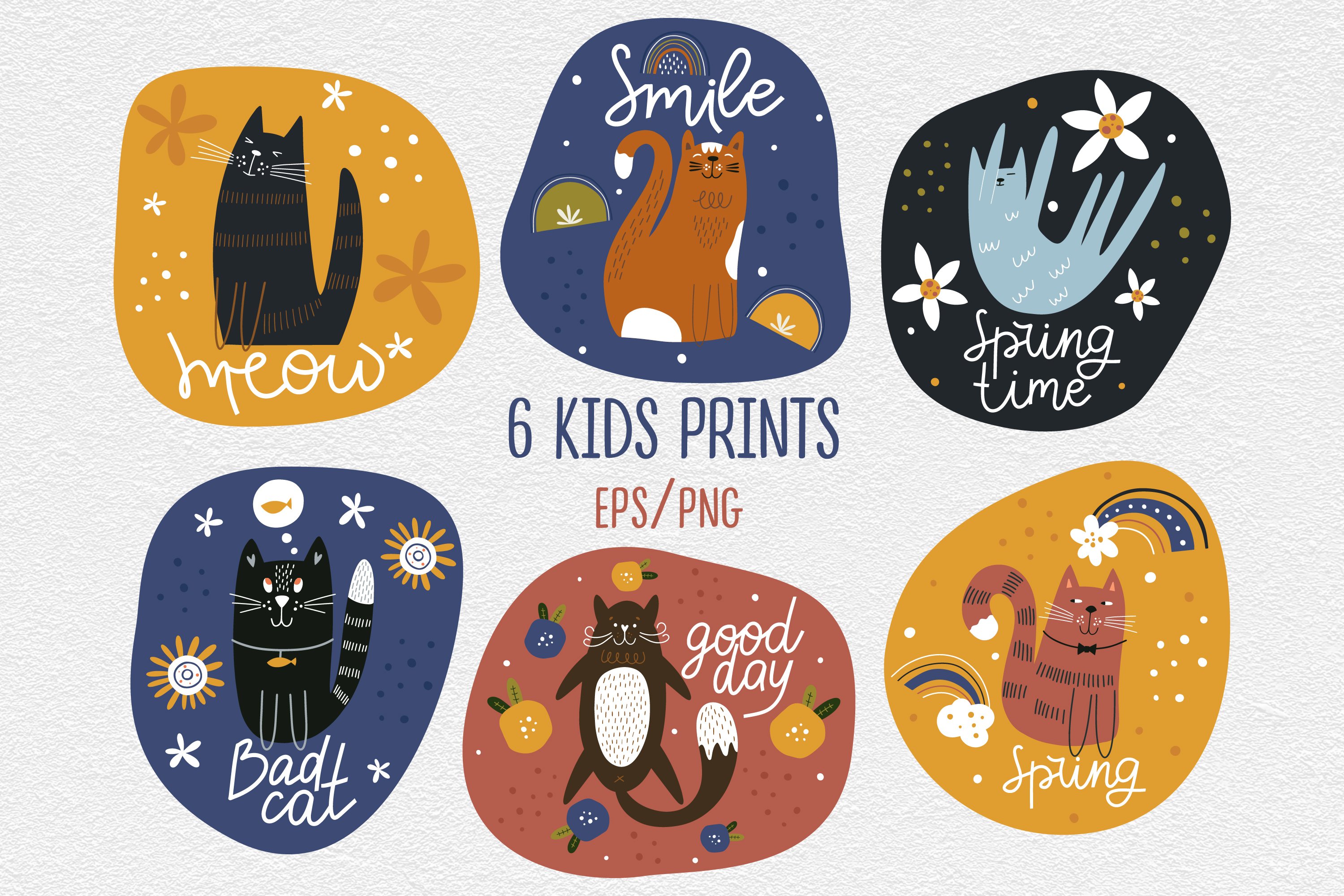 Cute Cats Prints. Vector illustration (1198882) | Illustrations ...