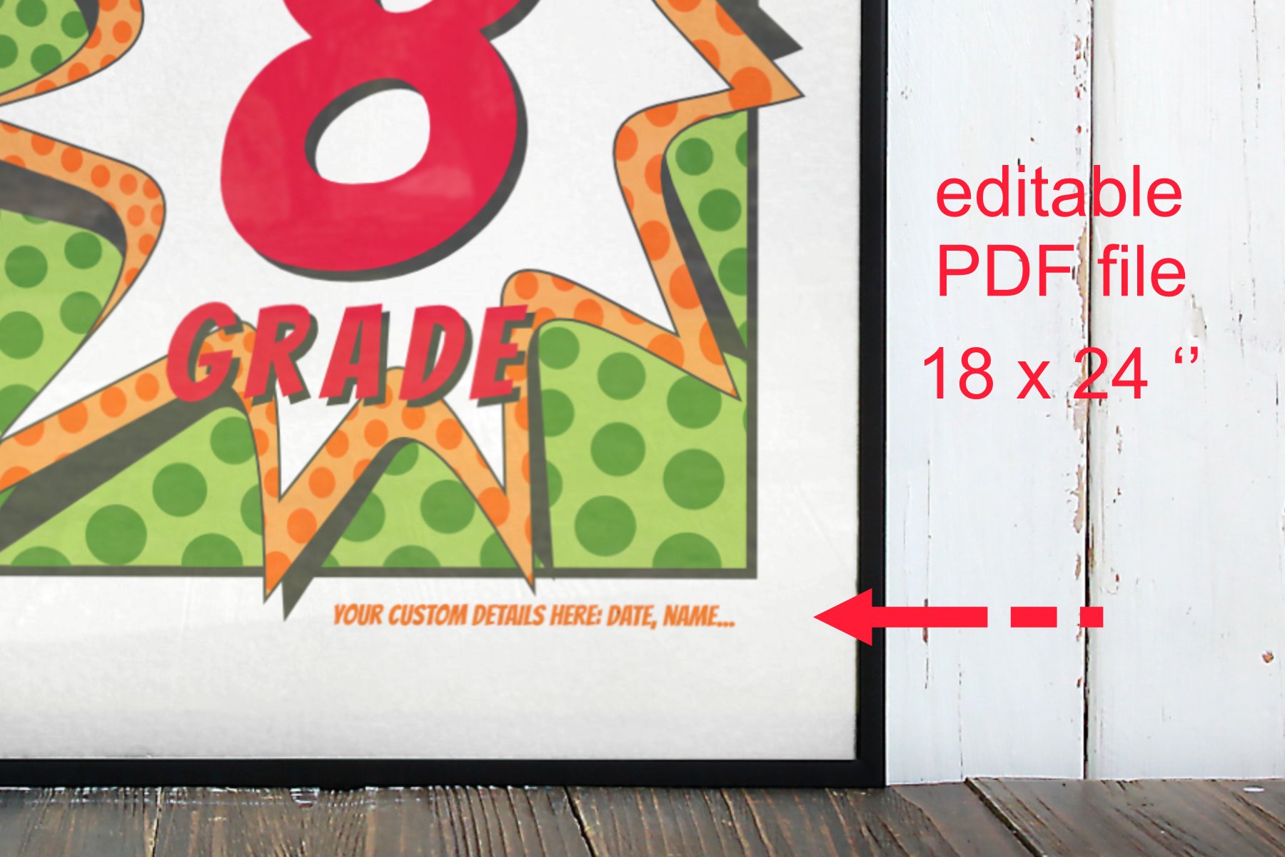 8th Grade School Sign Printable Editable PDF DIY Photo Prop (585630 ...