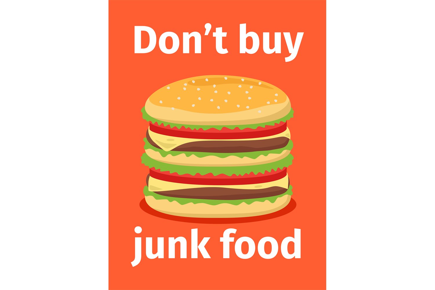 Junk food poster with burger (834570) | Illustrations | Design Bundles