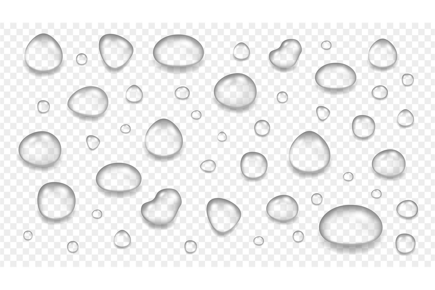 Realistic water drops. Glass sphere, isolated rain elements. (1334249 ...