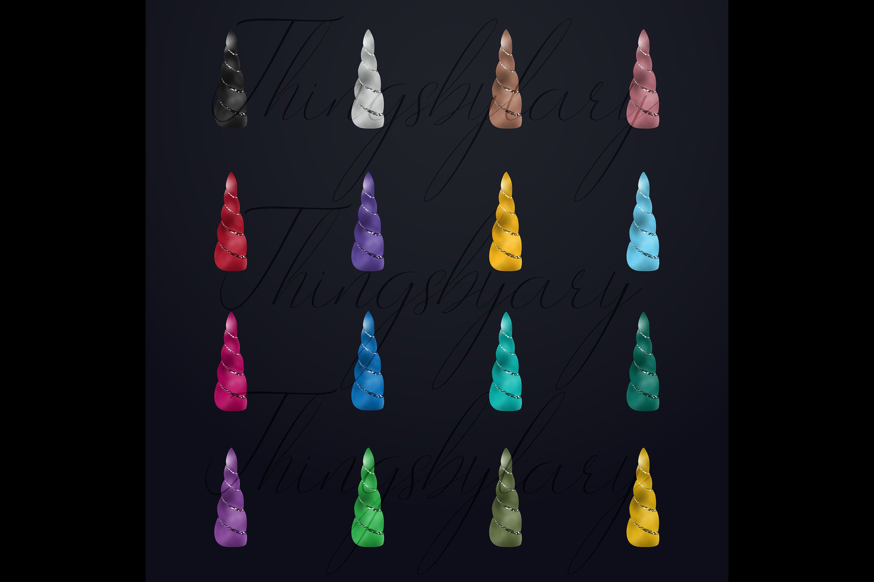 100 Foil Glitter Fantasy Magical Unicorn Horn Clip Arts PNG (274899 ...