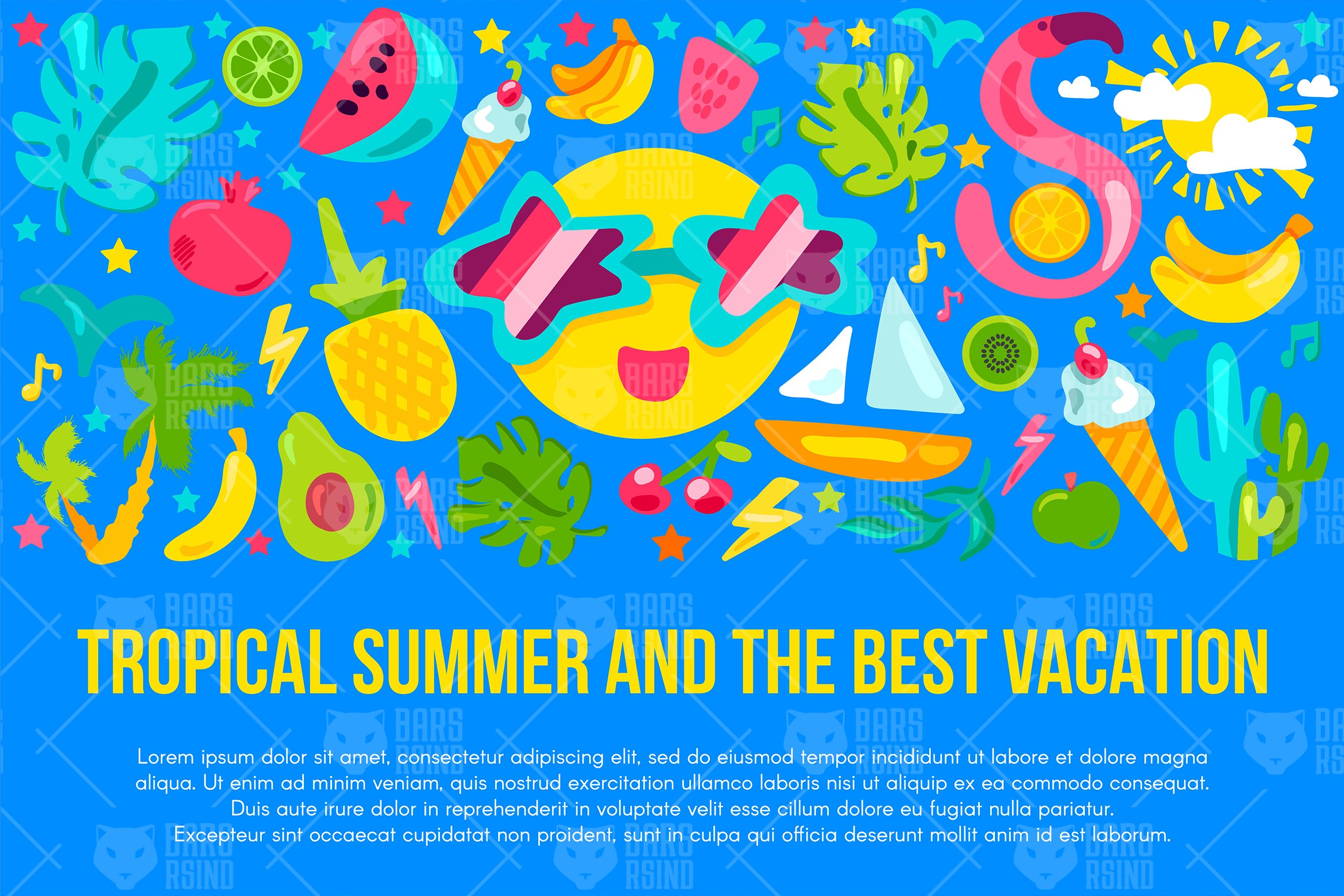 Tropical Summer Vacation Banner (250526) | Illustrations | Design Bundles