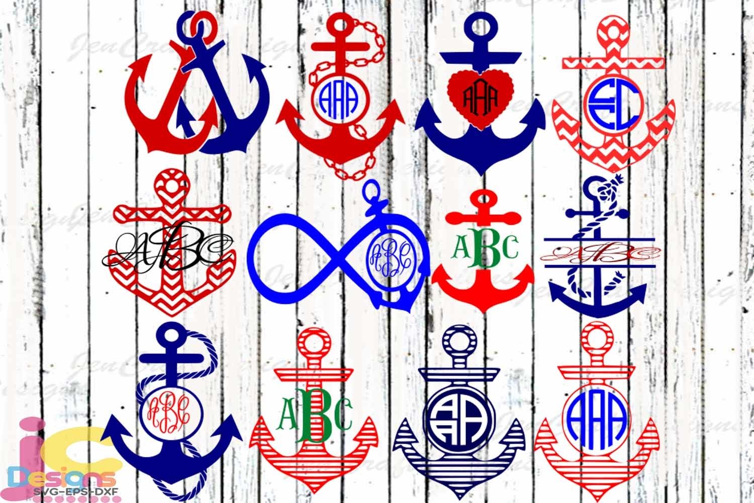 Anchor Monogram Frame SVG, DXF, EPS, Png (106097) | SVGs | Design Bundles