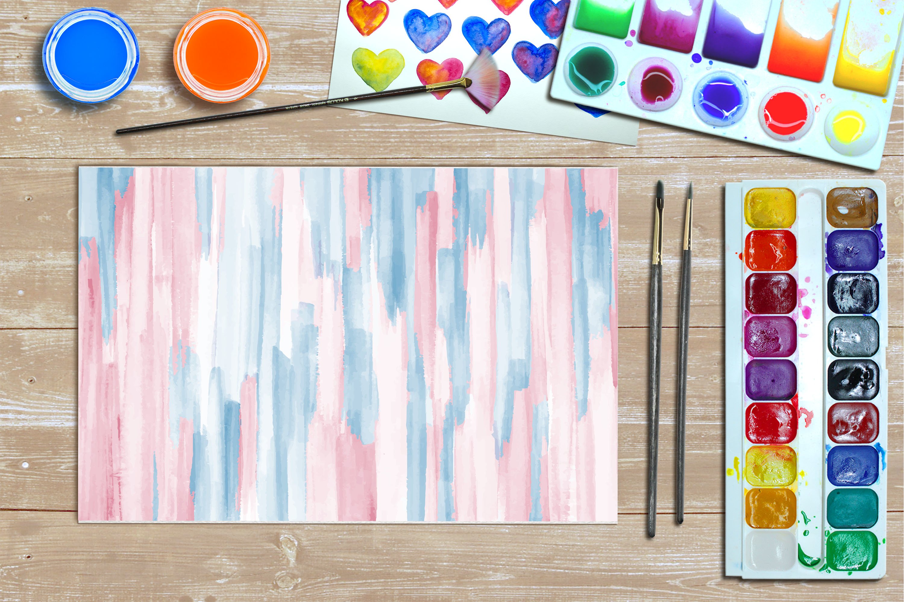 30 Watercolor Artistic Colorful Brush Stroke Digital Papers (242511 ...