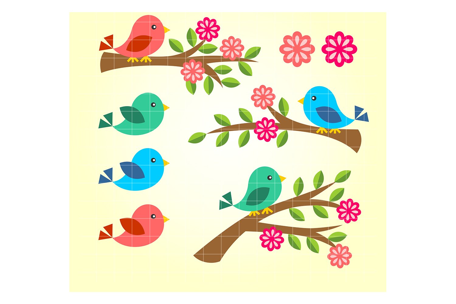 Spring Birds (1147794) | Illustrations | Design Bundles