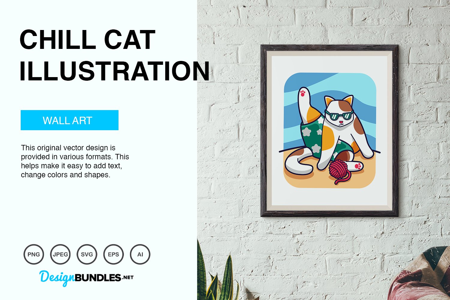 Chill Cat Illustration Vector Illustration