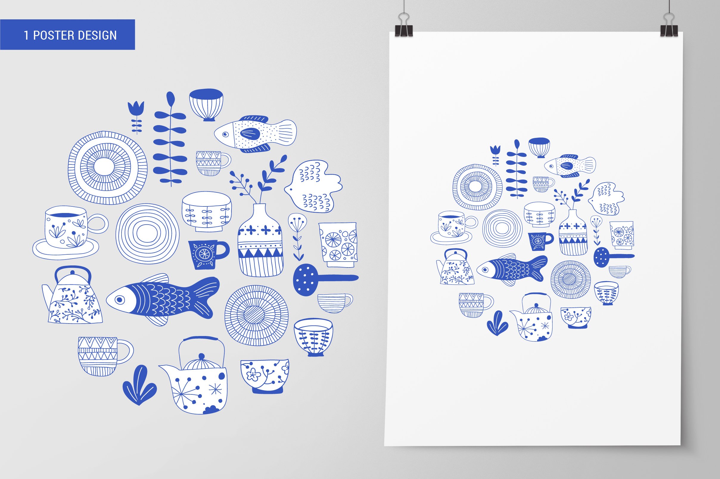 Blue ink collection (81296) | Logos | Design Bundles