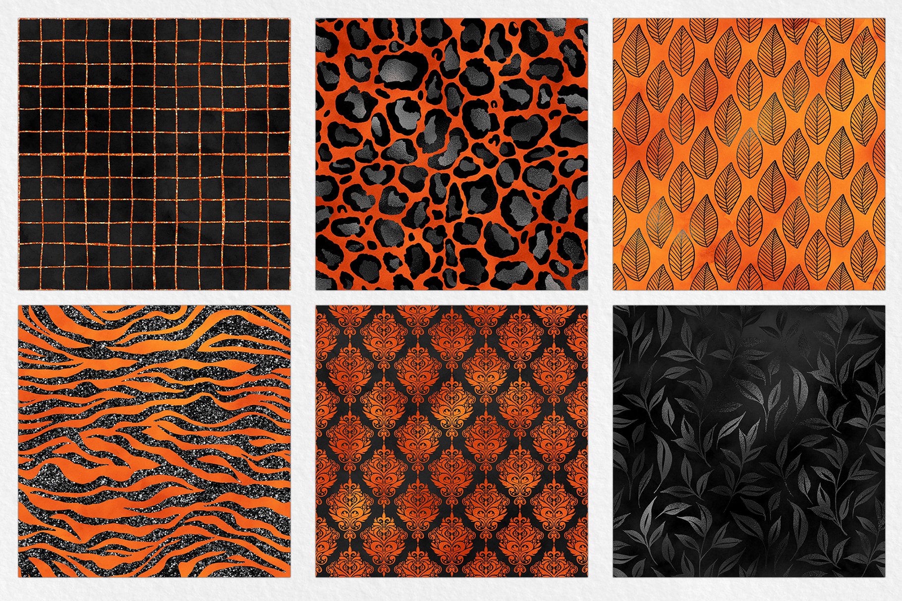 Black & Orange Digital Paper Pack