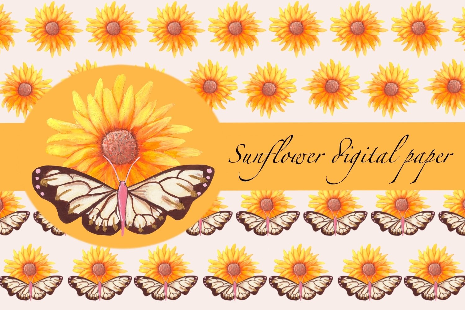 Sunflower digital paper (523074) | Backgrounds | Design Bundles