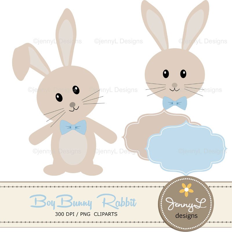 Boy Bunny Rabbit Digital Papers and Clipart SET (81228) | Backgrounds ...
