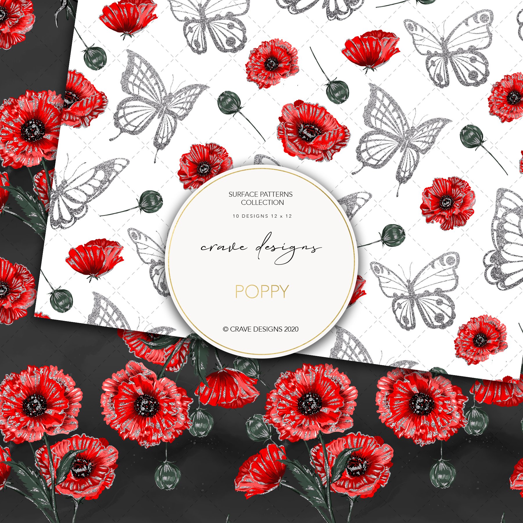Poppy Seamless Patterns (515711) | Patterns | Design Bundles
