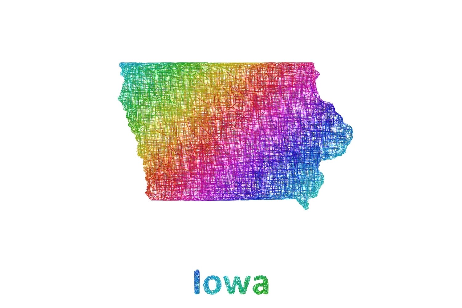 Iowa map - rainbow sketch art (338461) | Illustrations | Design Bundles