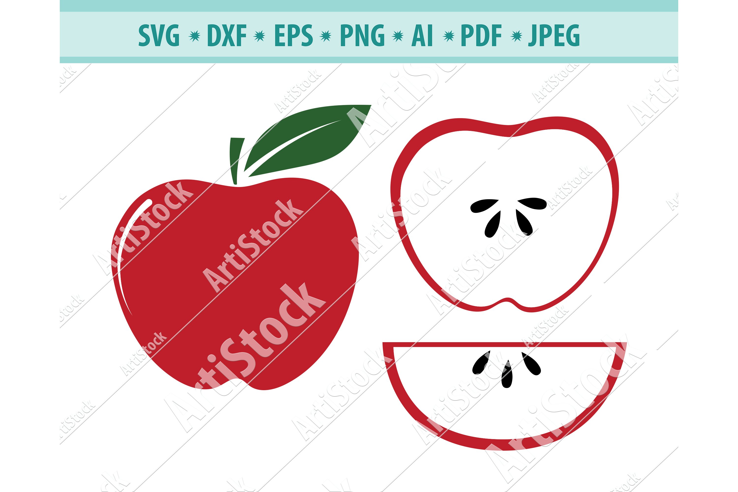 Apple Svg File, Teacher apple Svg, Apple slice Png, Dxf, Eps (1338683 ...