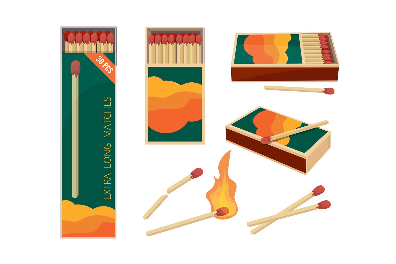 Matches cartoon. Fire symbols dangerous wooden matches safet (1334098 ...