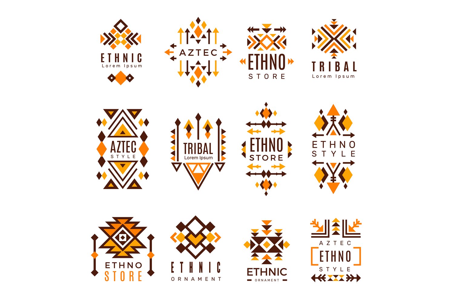 Ethnic logo. Trendy tribal symbols geometric shapes indian d (1235468 ...