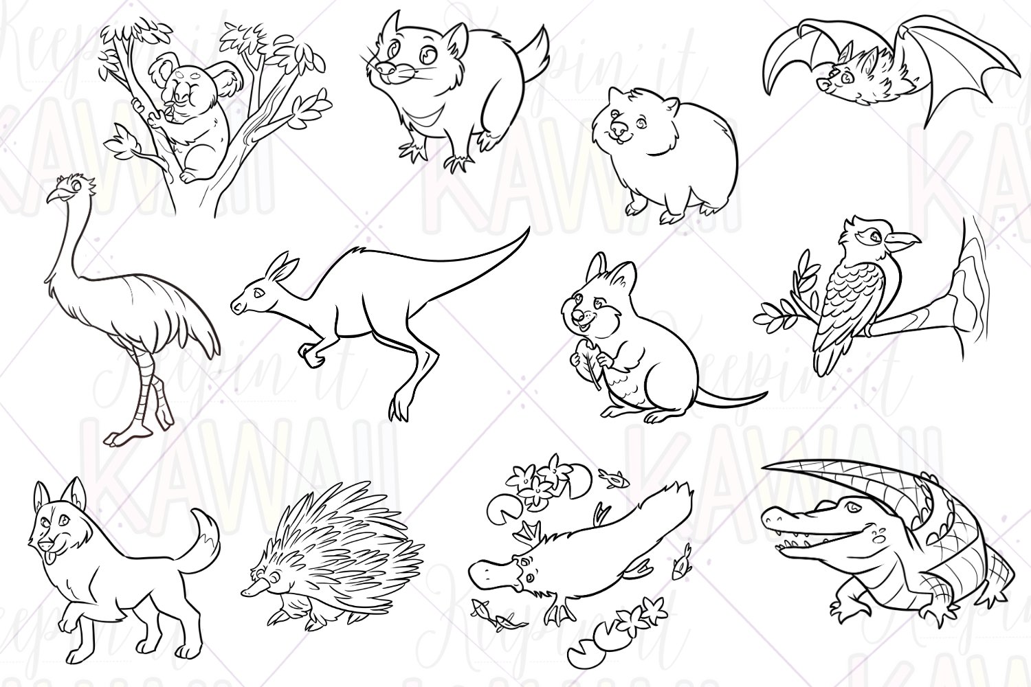 Australian Animals Digital Stamps (1158394) | Stamps | Design Bundles