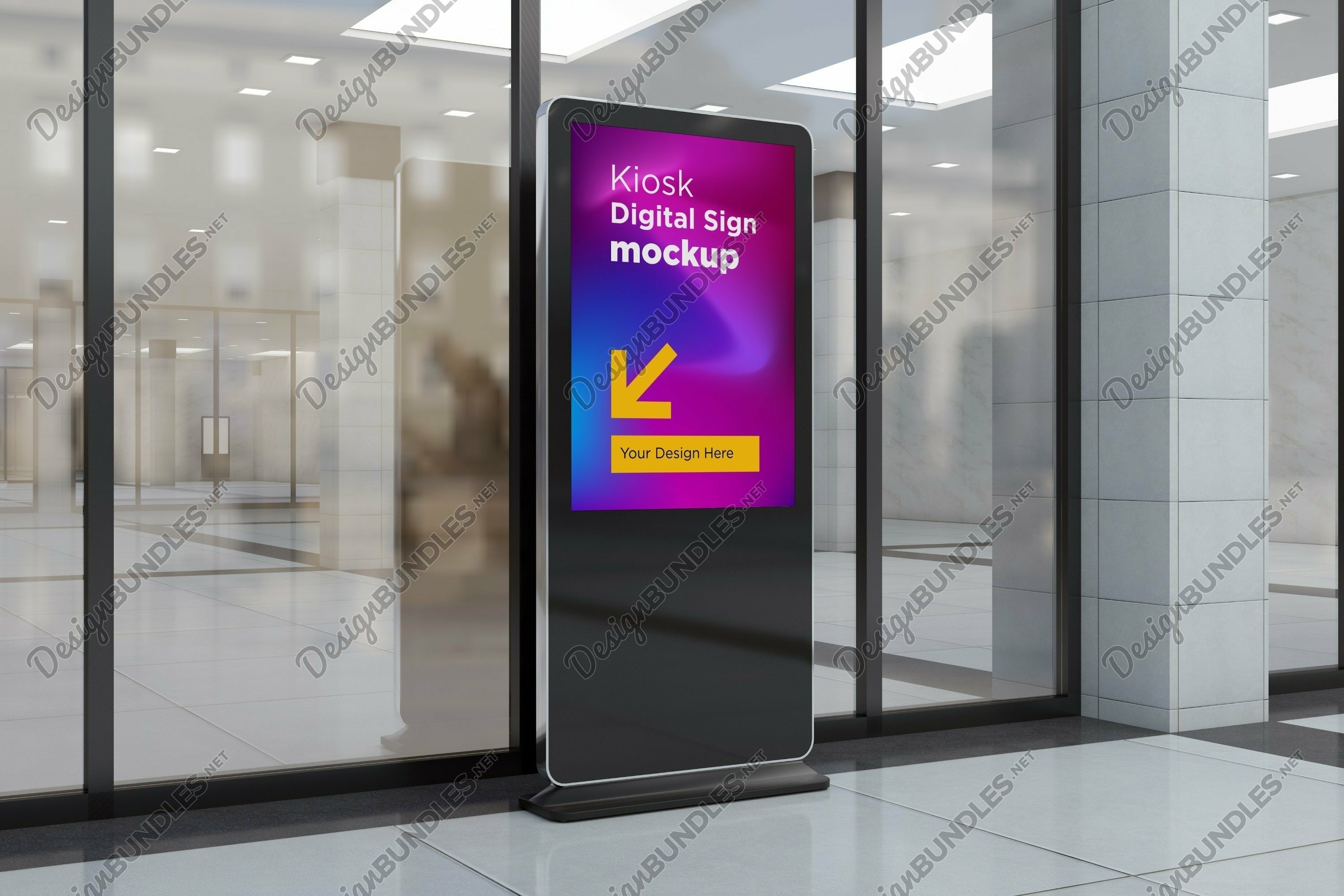 Kiosk Digital Sign Mockup (1459445) | Signage | Design Bundles