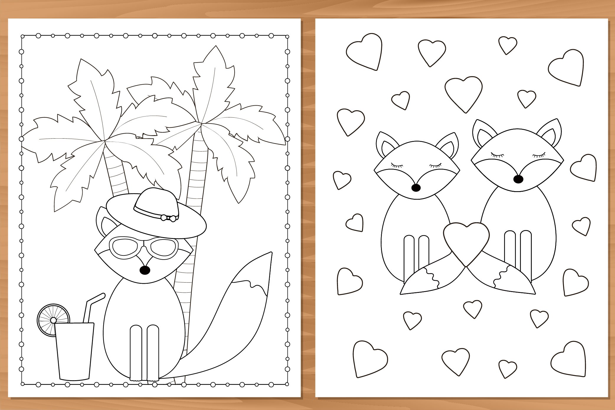 10 Coloring pages with cute fox. (541486) | Coloring Pages | Design Bundles