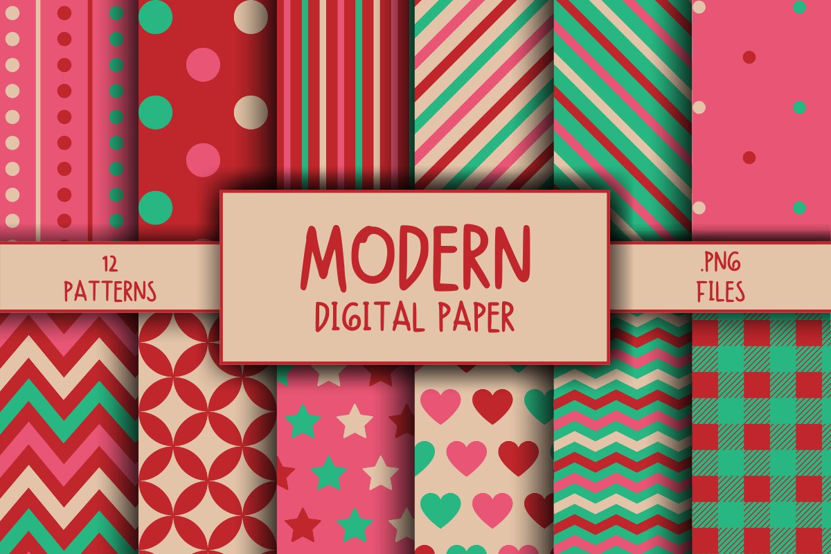 Modern Pattern Digital Paper (1021324) | Patterns | Design Bundles