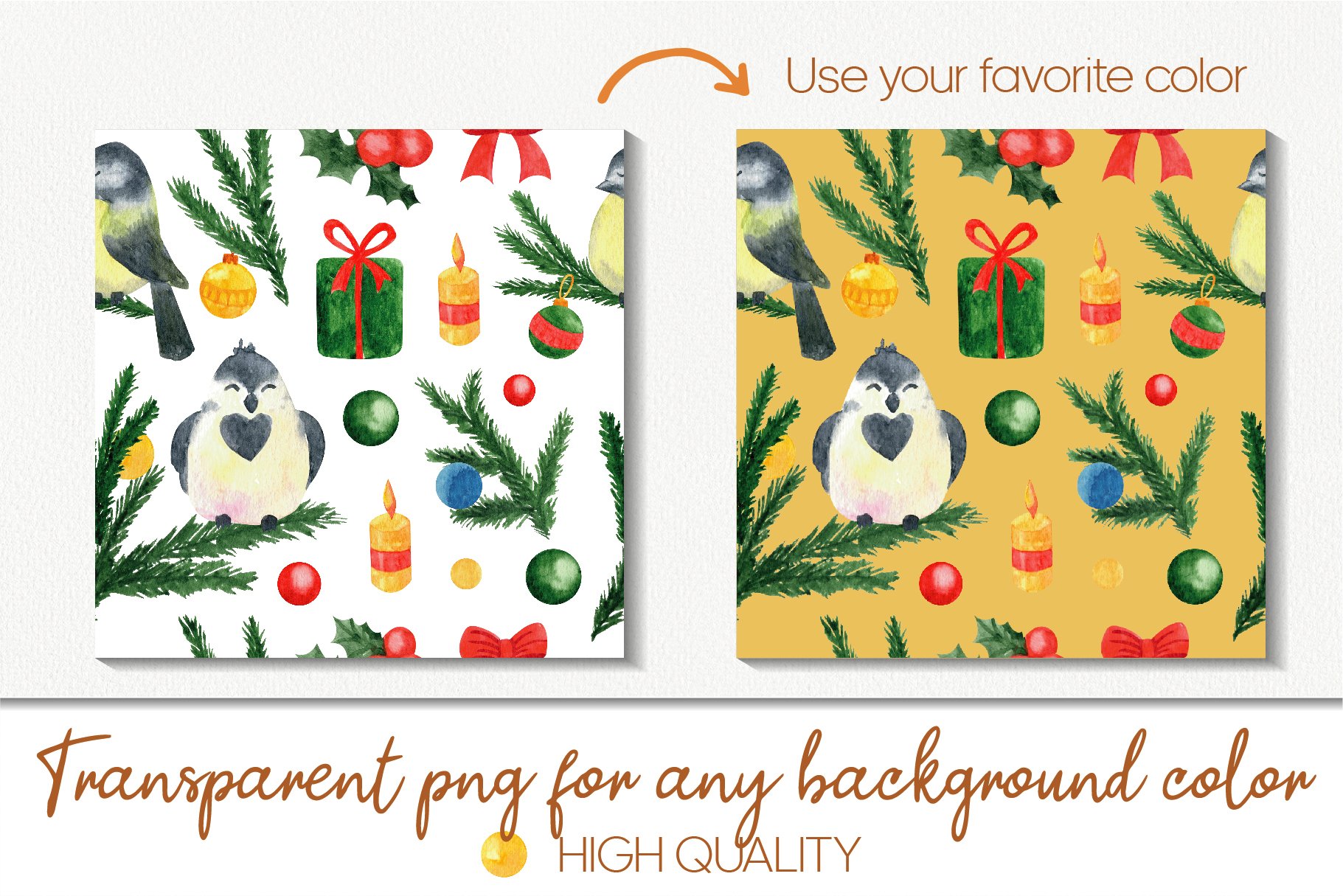 Watercolor Christmas seamless pattern. Digital paper, card (848355 ...